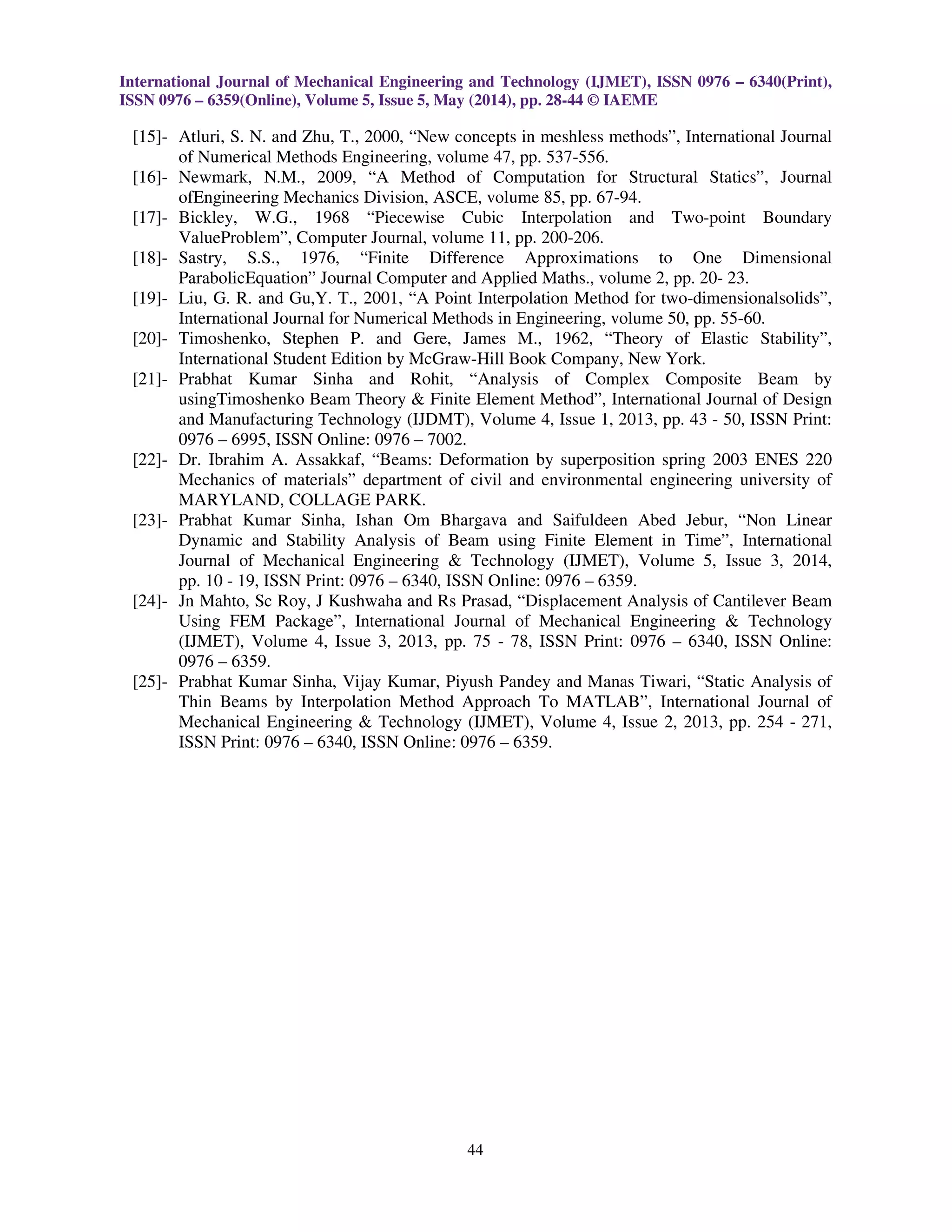 STATIC ANALYSIS OF COMPLEX STRUCTURE OF BEAMS BY INTERPOLATION METHOD APPROACH TO MATLAB | PDF