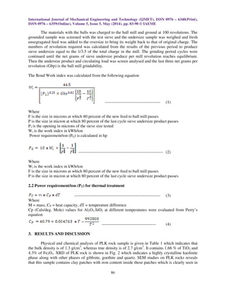 AN APPROACH FOR ENERGY CONSERVATION ON PARTIALLY LATERISED KHONDALITE ...
