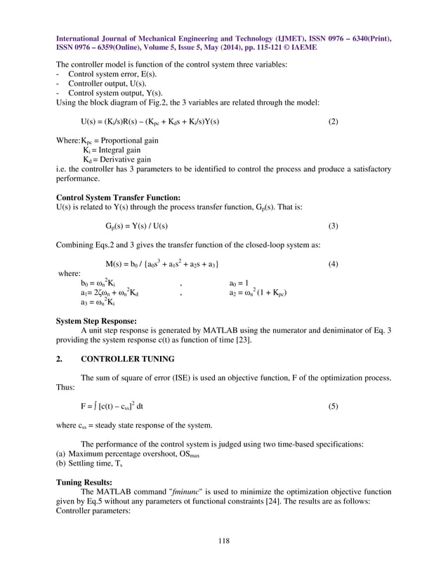 TUNING OF AN I-PD CONTROLLER USED WITH A HIGHLY OSCILLATING SECOND-ORDER PROCESS | PDF