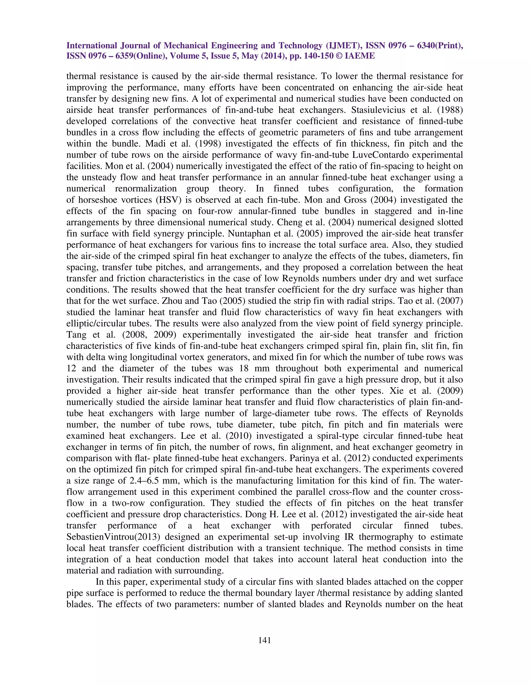 CIRCULAR FINS WITH SLANTED BLADES: UNIFORM HEAT FLUX AND ISOTHERMAL ...
