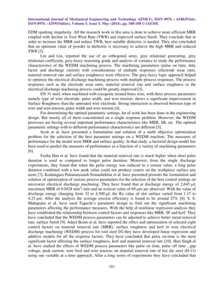 THE EFFECT OF DIFFERENT WIRE ELECTRODES ON THE MRR OF MS WORKPIECE ...