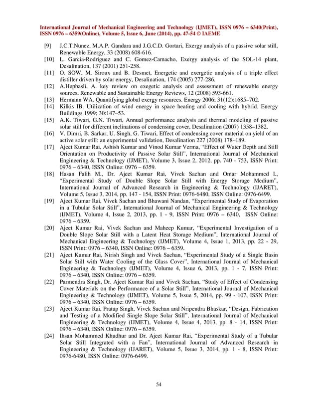 ENERGY AND EXERGY ANALYSIS OF A DOUBLE SLOPE SOLAR STILL | PDF
