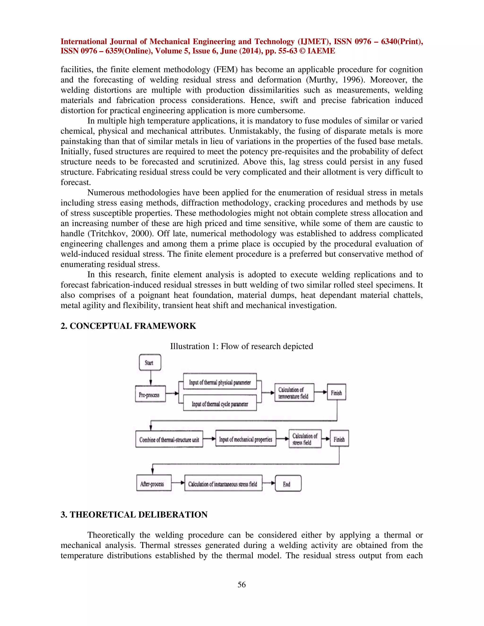 FINITE ELEMENT METHODOLOGY OF RESIDUAL STRESS IN BUTT WELDING OF TWO SIMILAR SPECIMENS | PDF