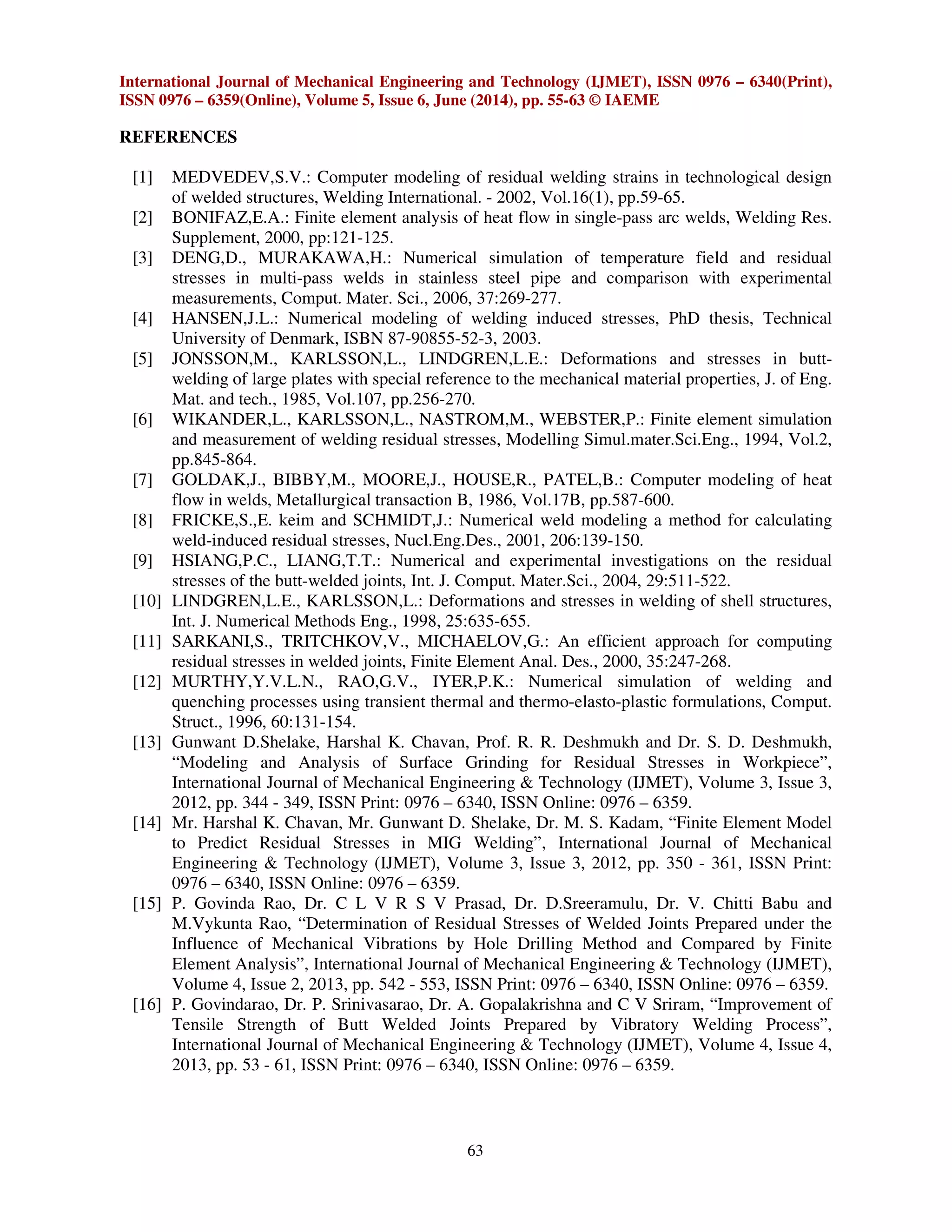 FINITE ELEMENT METHODOLOGY OF RESIDUAL STRESS IN BUTT WELDING OF TWO ...