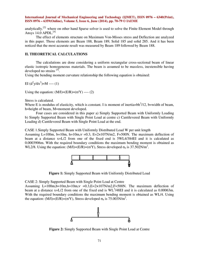Deflection And Stress Analysis Of A Beam On Different Elements Using Ansys Apdl Pdf