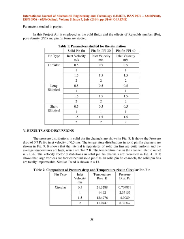 NUMERICAL SIMULATION OF FORCED CONVECTION HEAT TRANSFER ENHANCEMENT BY POROUS PIN FINS IN ...