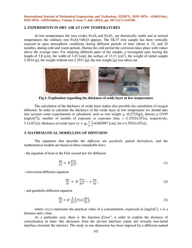 MODELING OF OXYGEN DIFFUSION THROUGH IRON OXIDES LAYERS | PDF