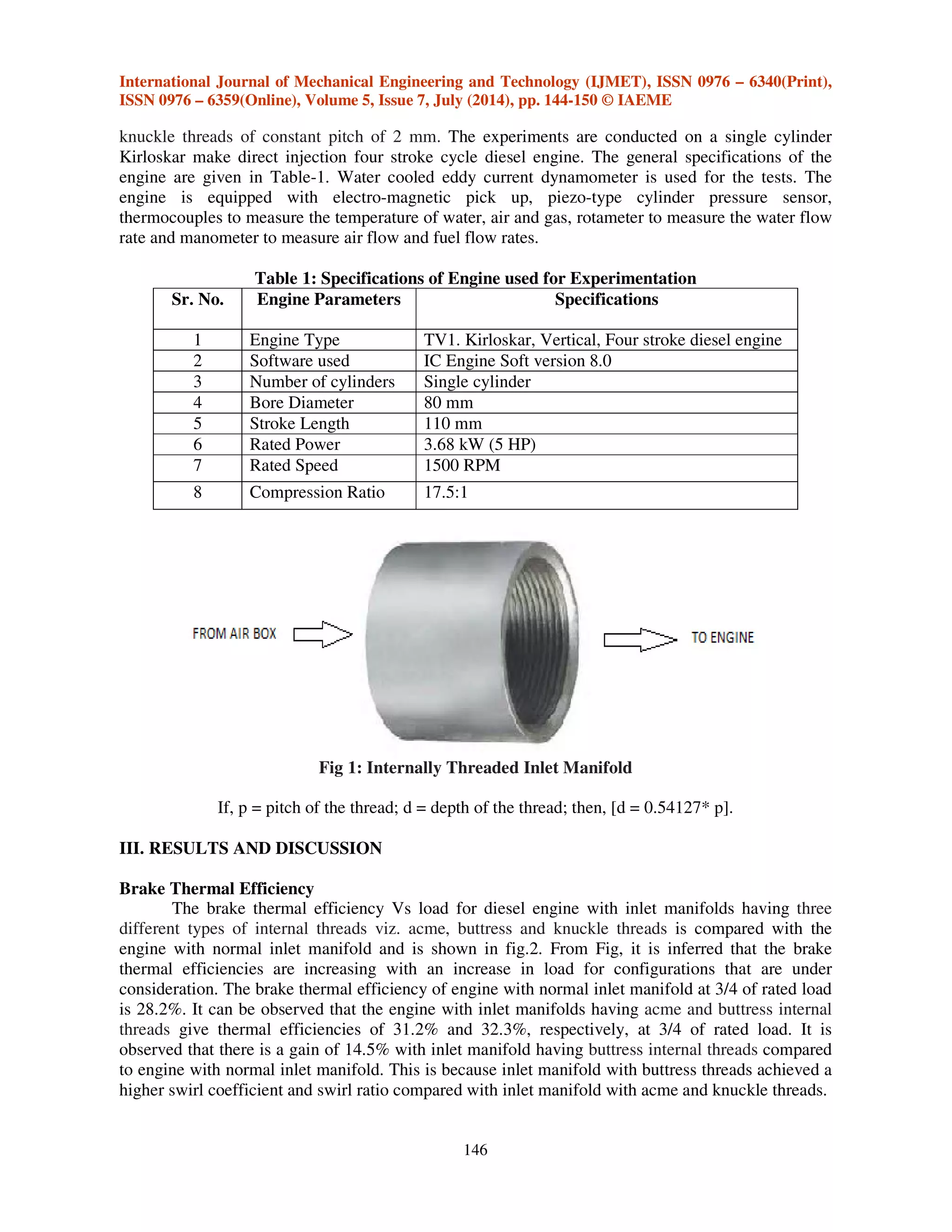 PERFORMANCE ANALYSIS OF SINGLE CYLINDER (DI) DIESEL ENGINE BY AIR SWIRL ...