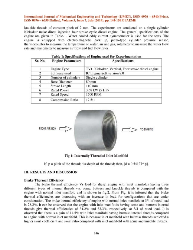 PERFORMANCE ANALYSIS OF SINGLE CYLINDER (DI) DIESEL ENGINE BY AIR SWIRL ...