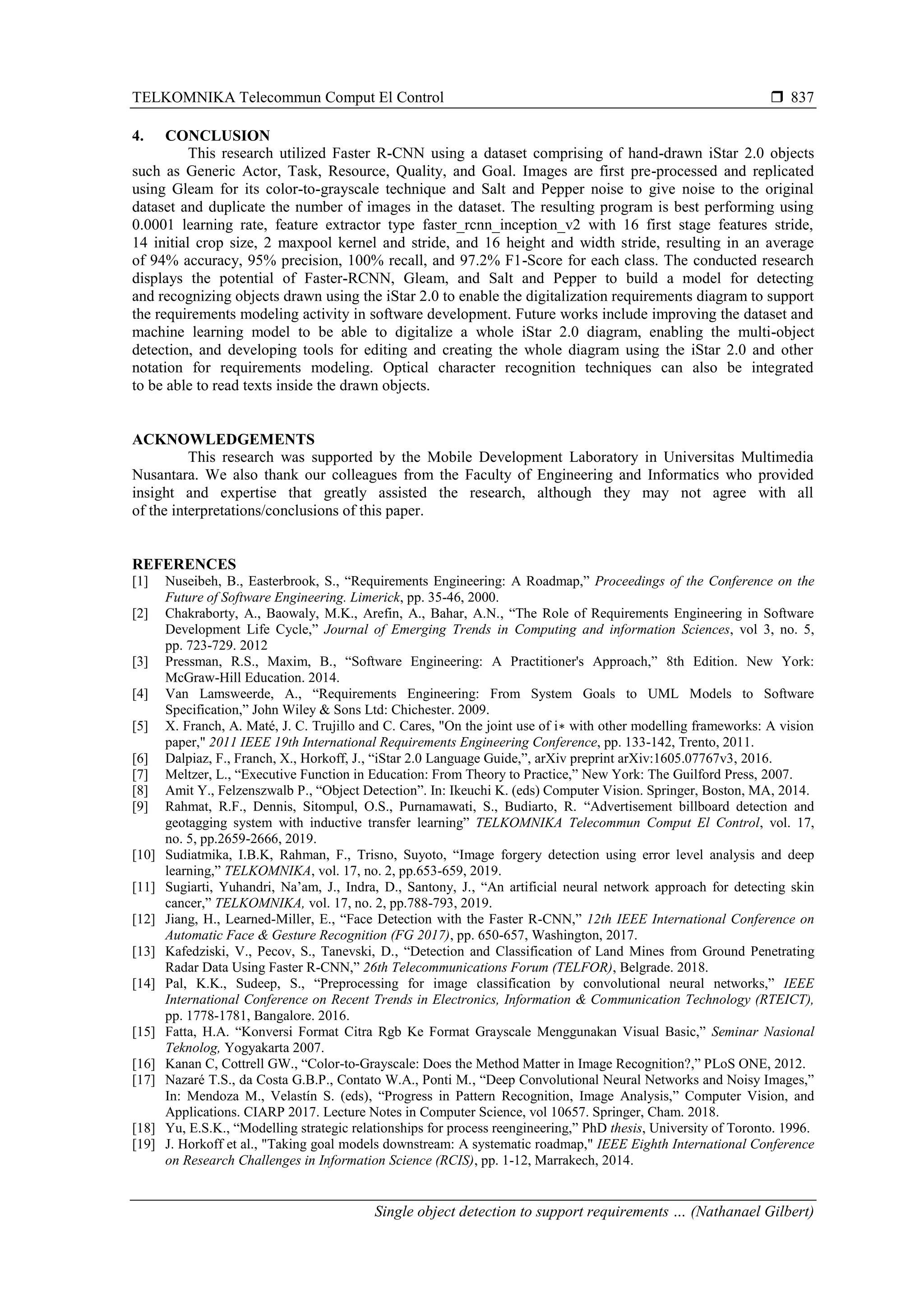 Single object detection to support requirements modeling using faster R-CNN | PDF