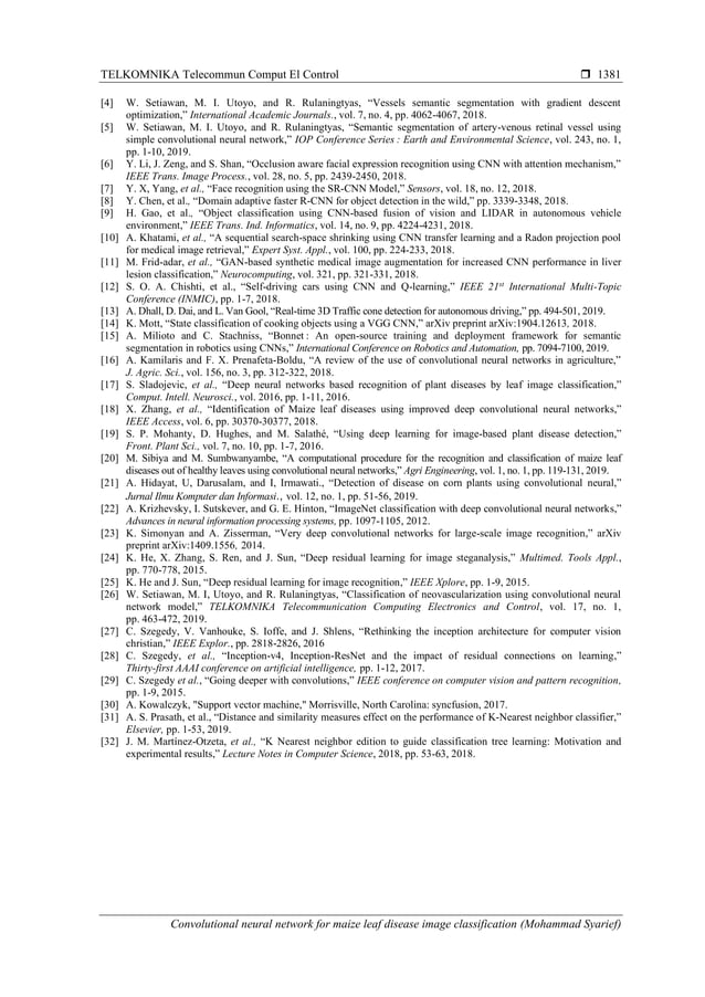 Convolutional Neural Network For Maize Leaf Disease Image Classification Pdf