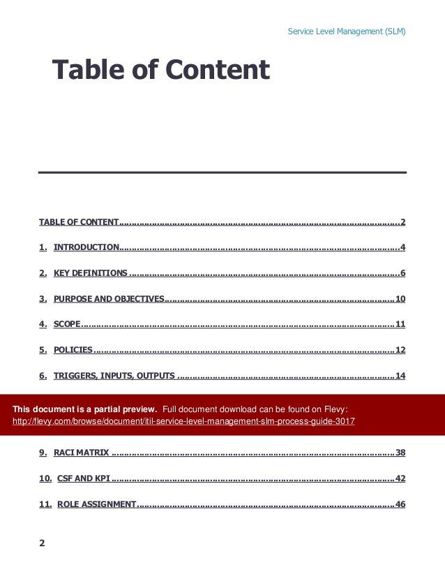 ITIL Service Level Management (SLM) Template - Process Guide
