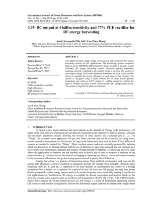 3.3V DC output at -16dBm sensitivity and 77% PCE rectifier for RF ...