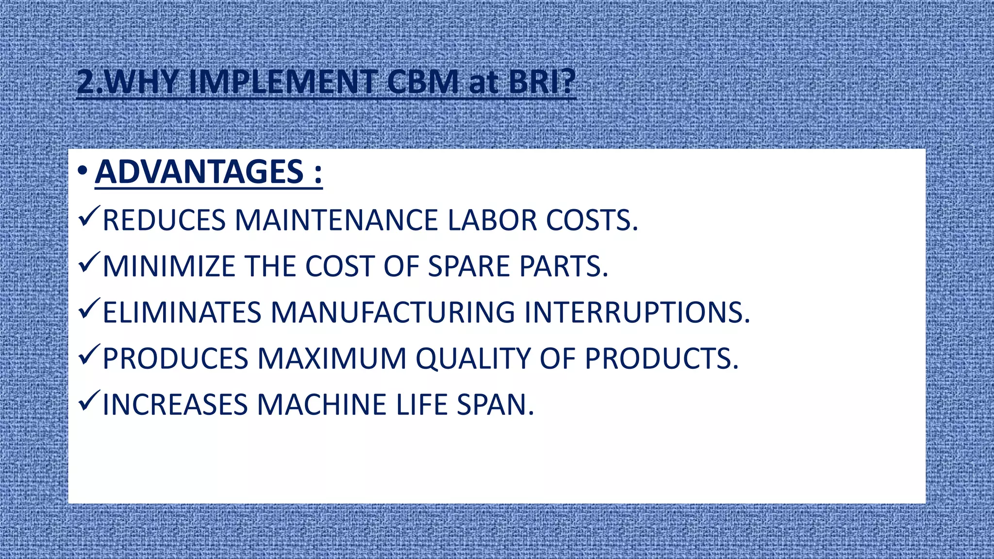 CONDITION BASED MONITORING PRESENTATION | PPTX