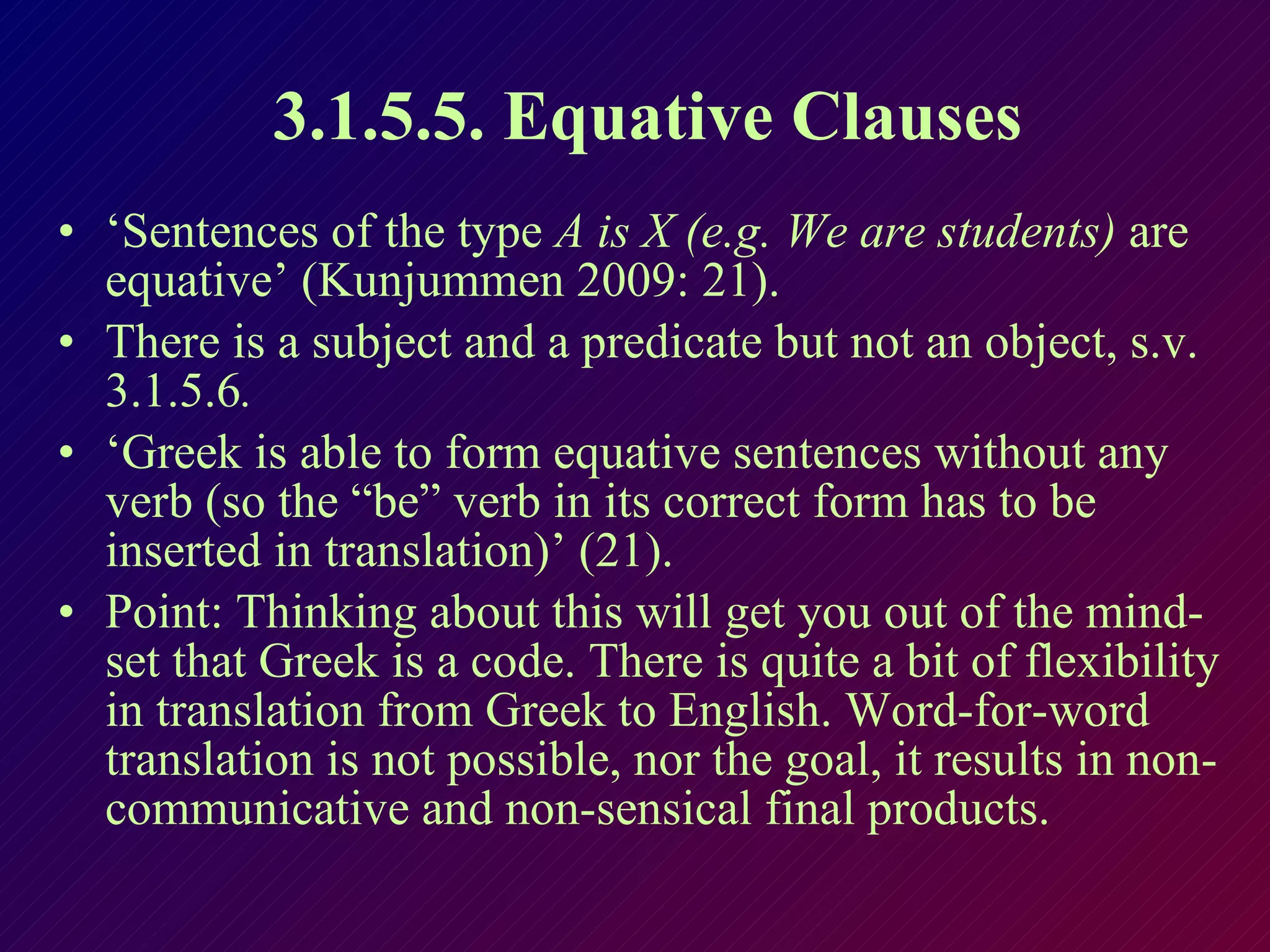 Introduction to Grammar and Verbless Clauses | PPT