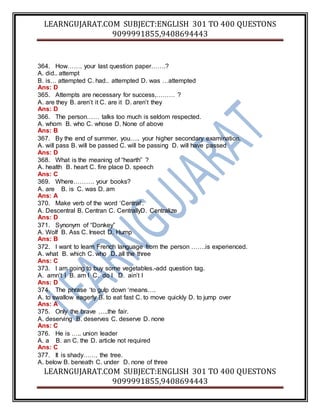 English question with answer 301 to 400 | DOCX