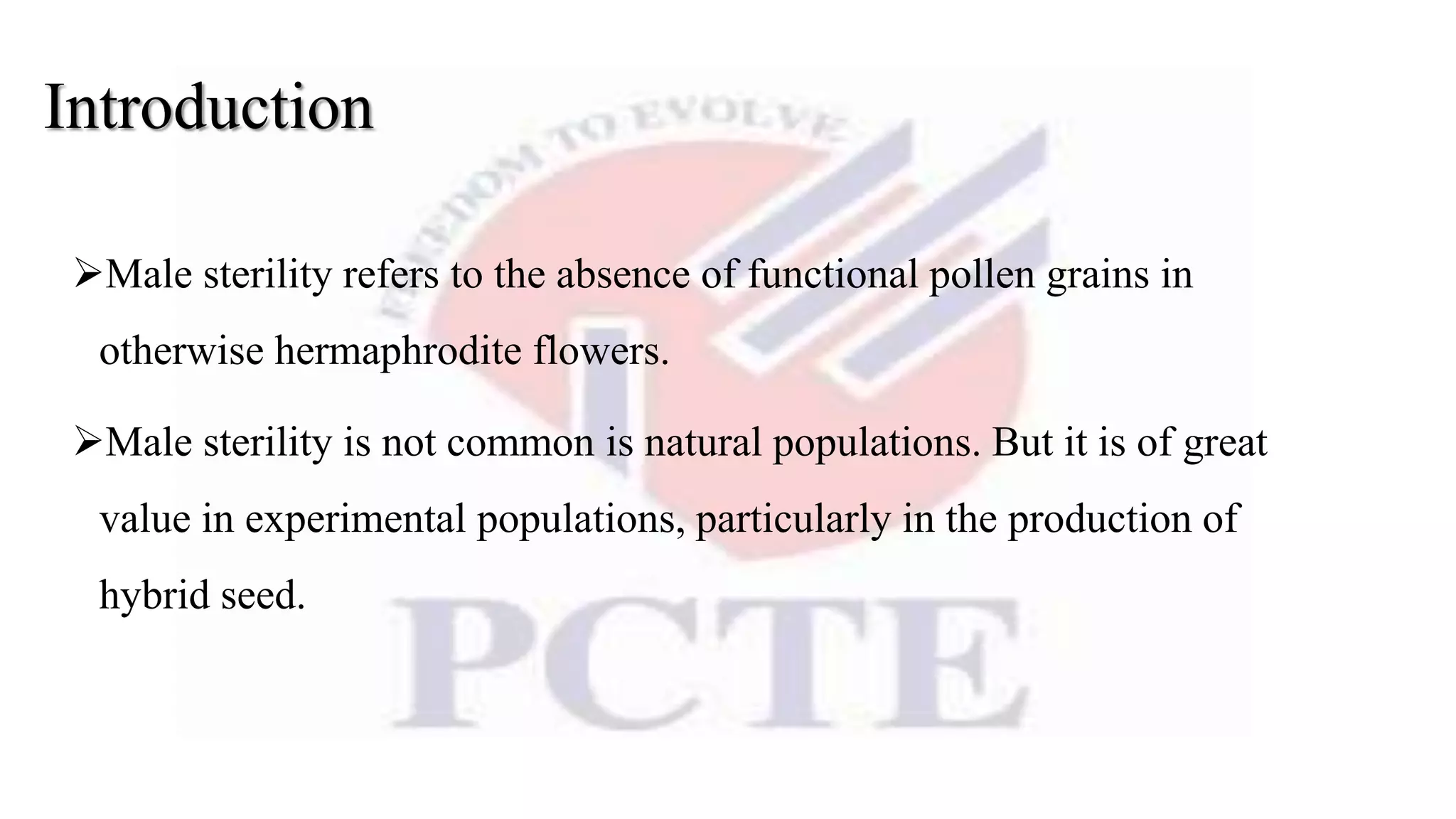 Role of male -sterility in plant breeding | PPTX