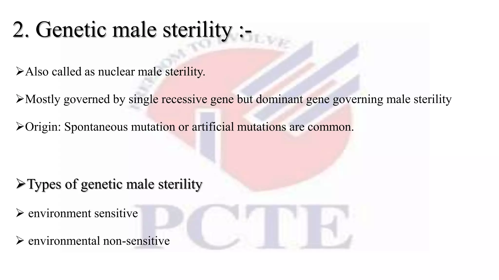 Role of male -sterility in plant breeding | PPTX