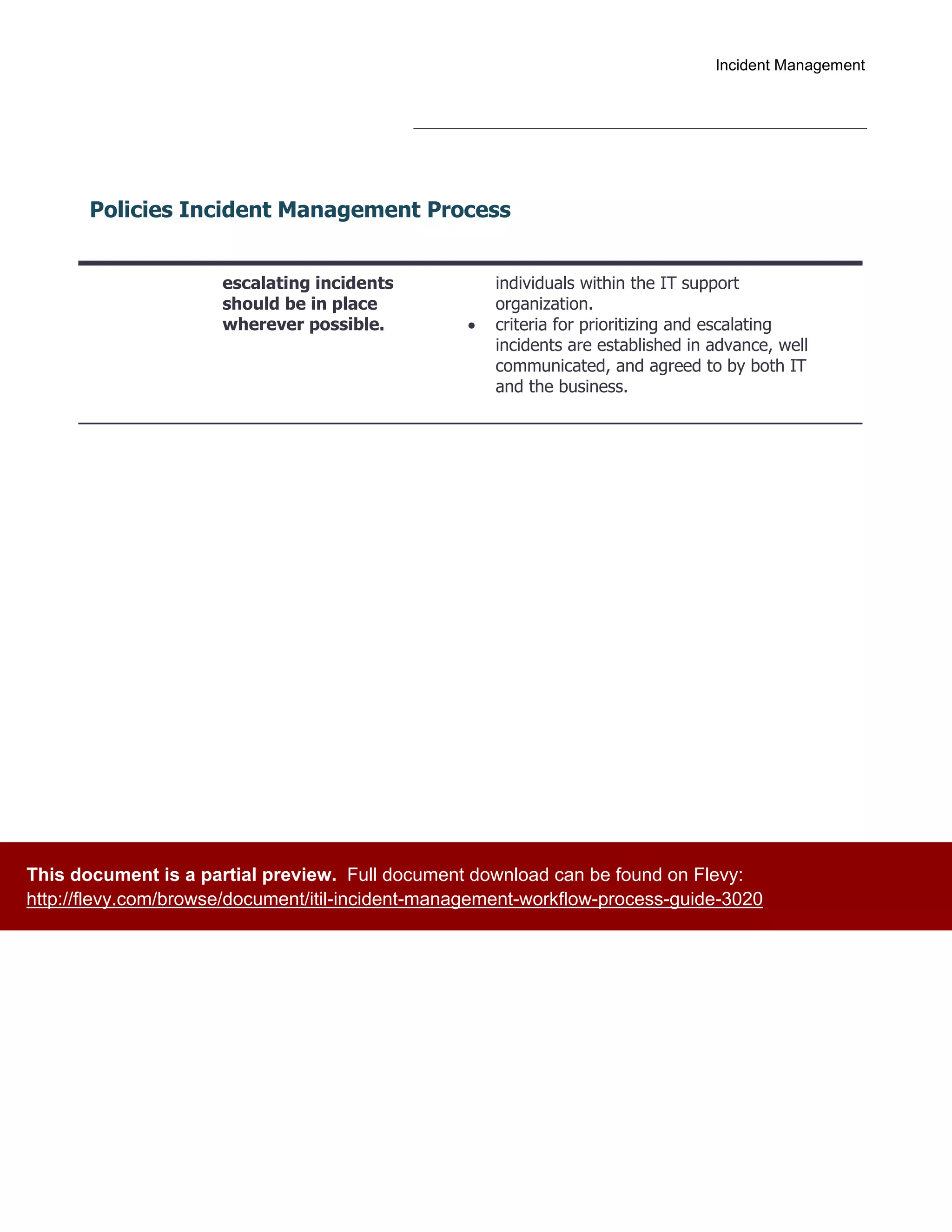 ITIL Incident Management Workflow - Process Guide | PDF
