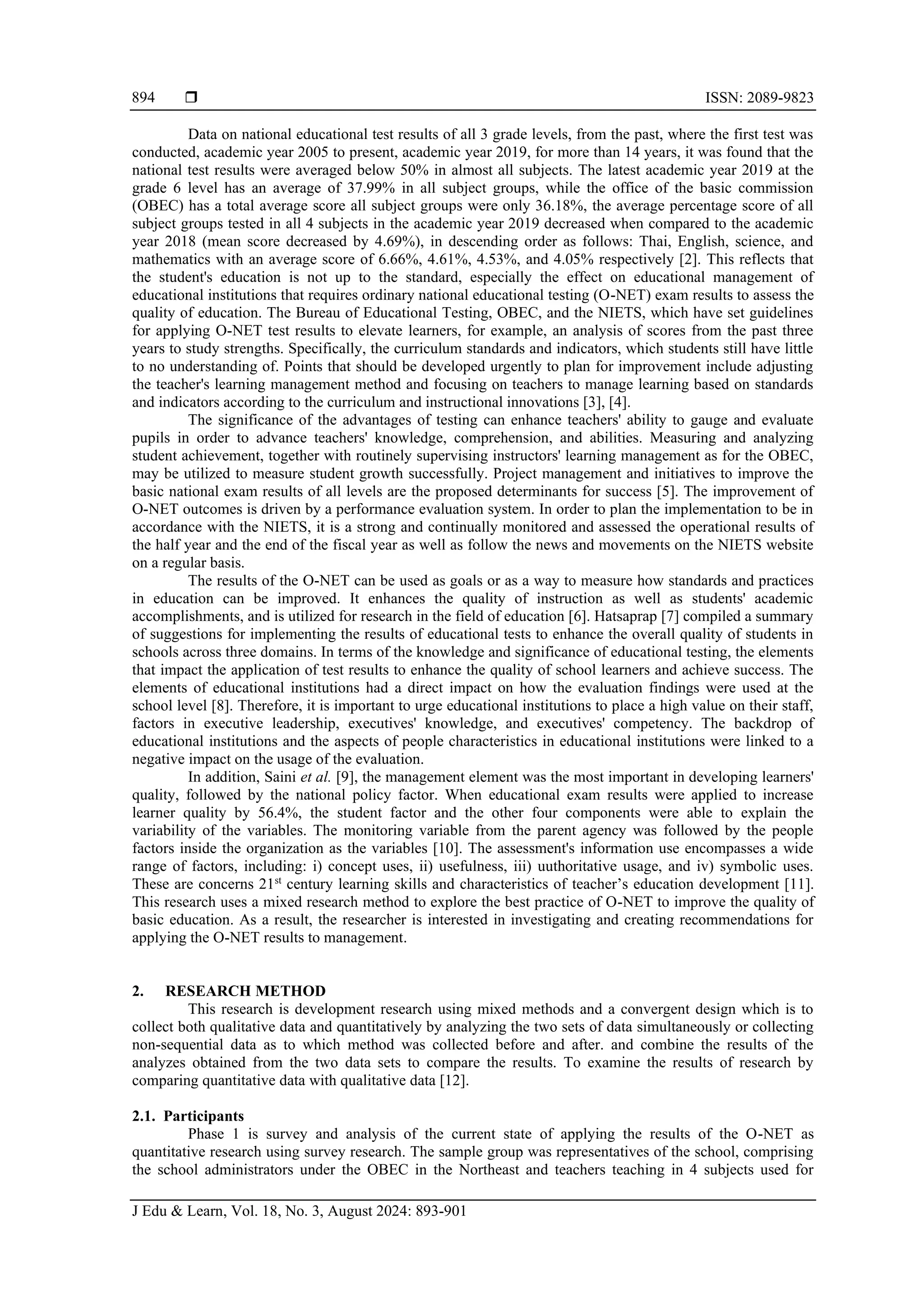 Best practice of ordinary national educational testing use in basic ...
