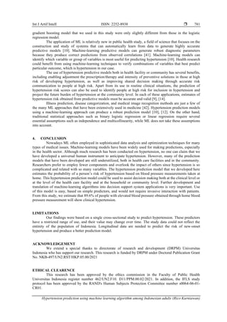 Hypertension prediction using machine learning algorithm among Indonesian adults | PDF