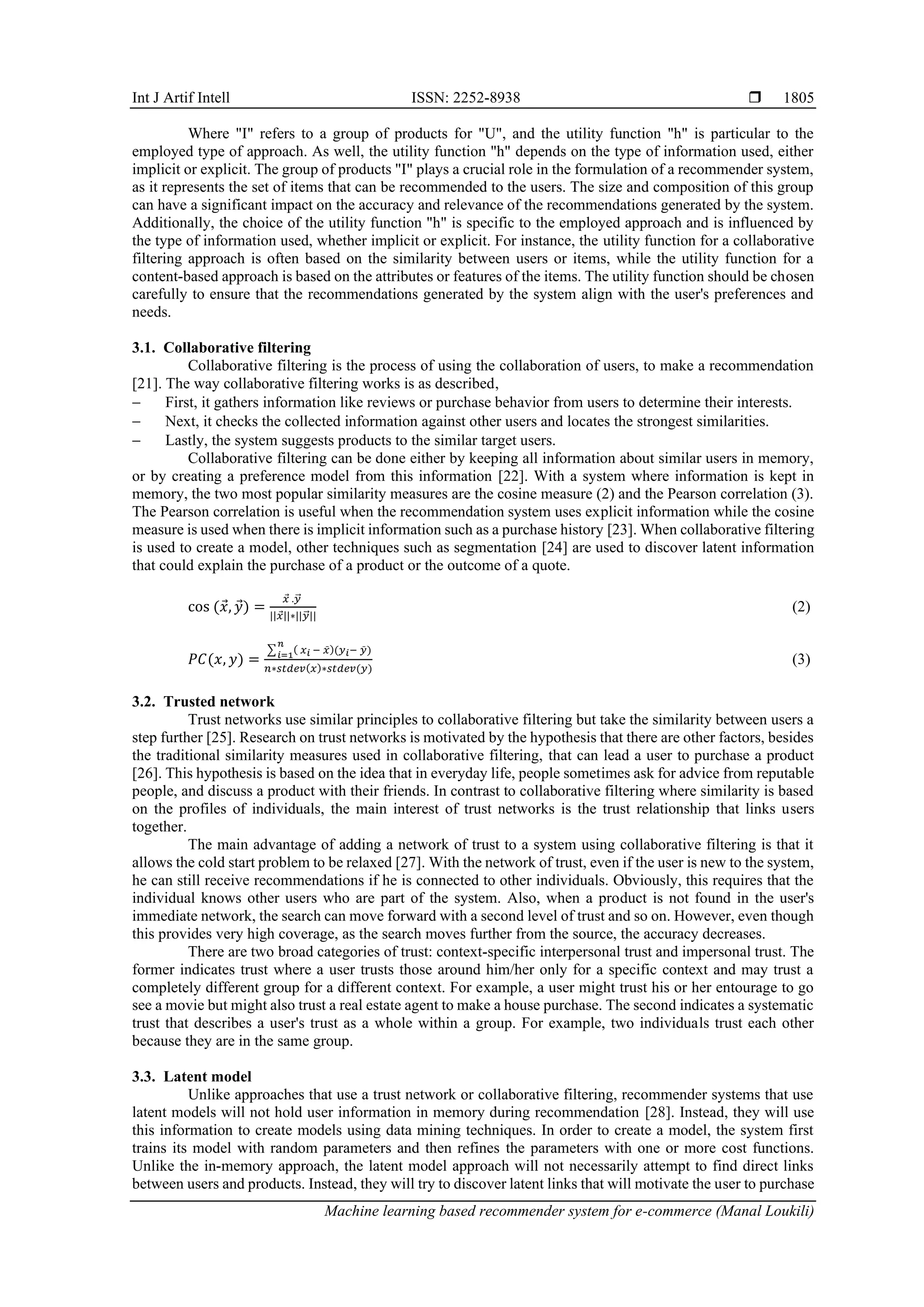 Machine learning based recommender system for e-commerce | PDF