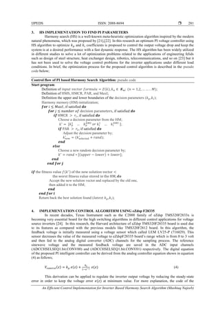 An Efficient Control Implementation for Inverter Based Harmony Search Algorithm | PDF