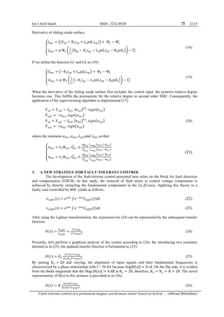 Fault-tolerant control of a permanent magnet synchronous motor based on hybrid control ...