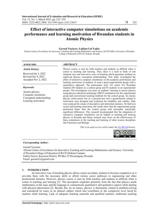 Effect of interactive computer simulations on academic performance and ...
