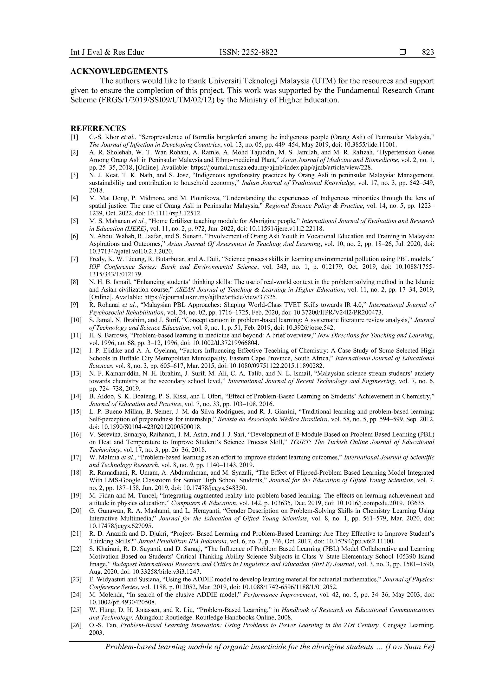 Problem-based learning module of organic insecticide for the aborigine ...