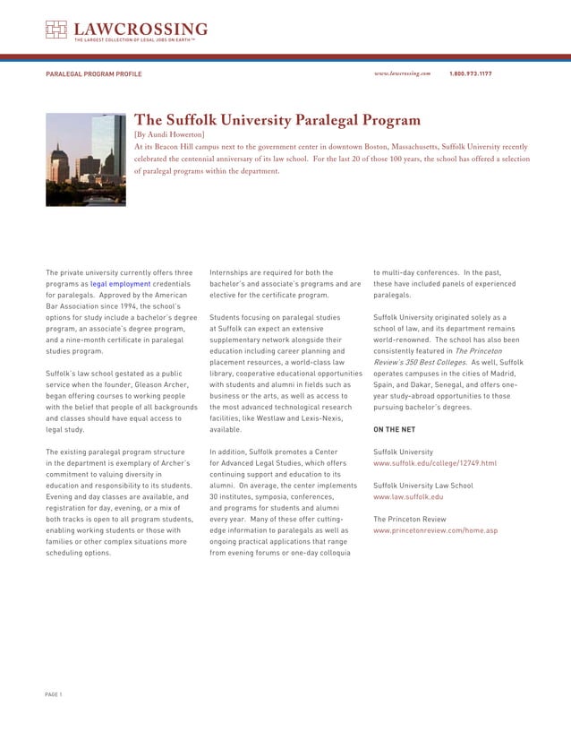 The Suffolk University Paralegal Program | PDF