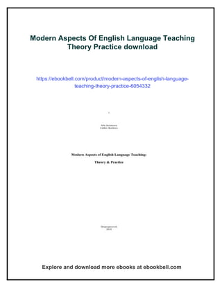 Modern Aspects Of English Language Teaching Theory Practice | PDF