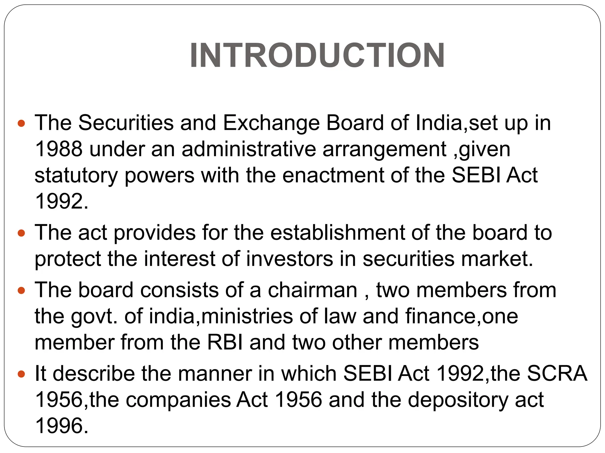 Role of sebi in new issue matket and its functions | PPT