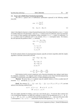 Verifiable secure computation of linear fractional programming using certificate validation | PDF