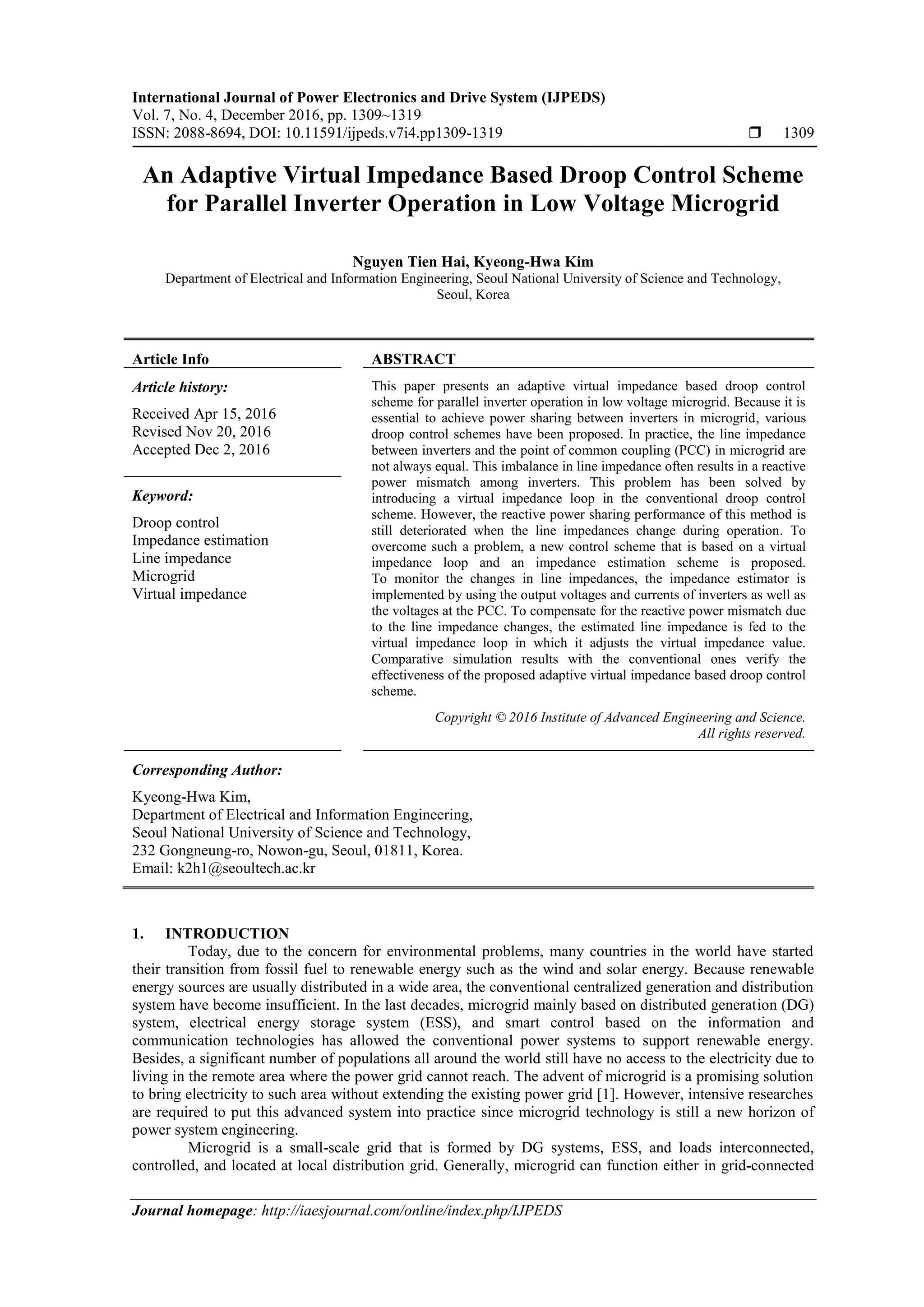 An Adaptive Virtual Impedance Based Droop Control Scheme for Parallel Inverter Operation in Low ...