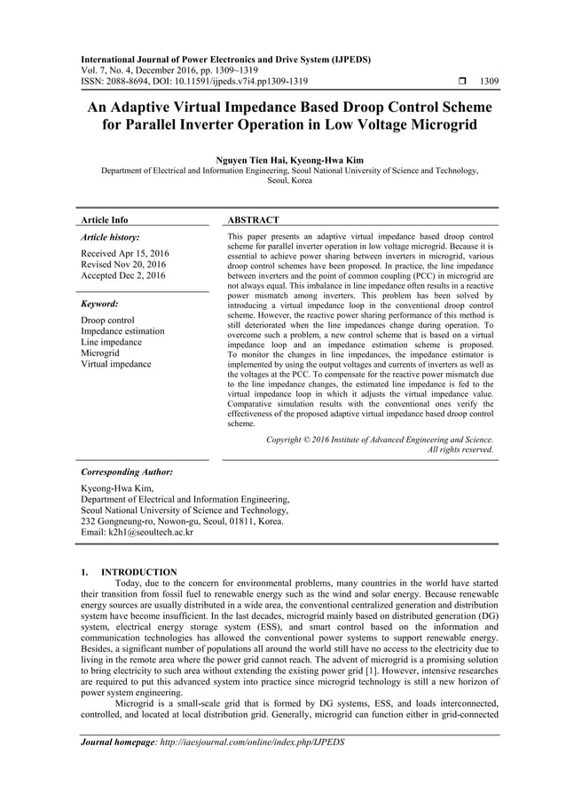 An Adaptive Virtual Impedance Based Droop Control Scheme for Parallel Inverter Operation in Low ...