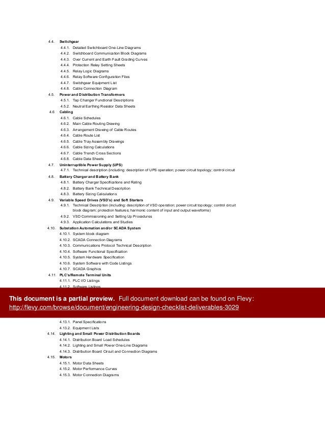 Engineering Design Checklist / Deliverables