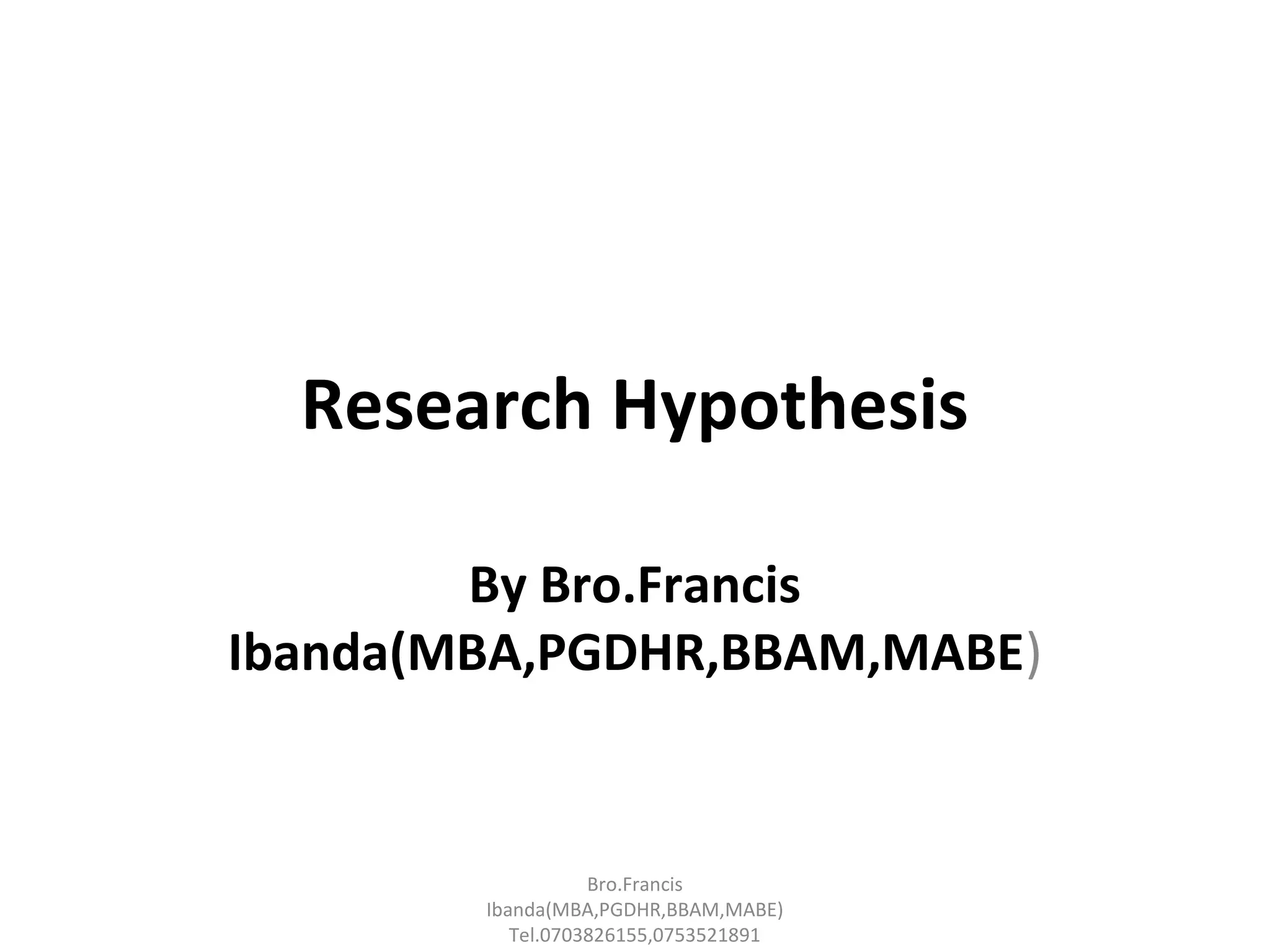 Research Hypothesis | PPT