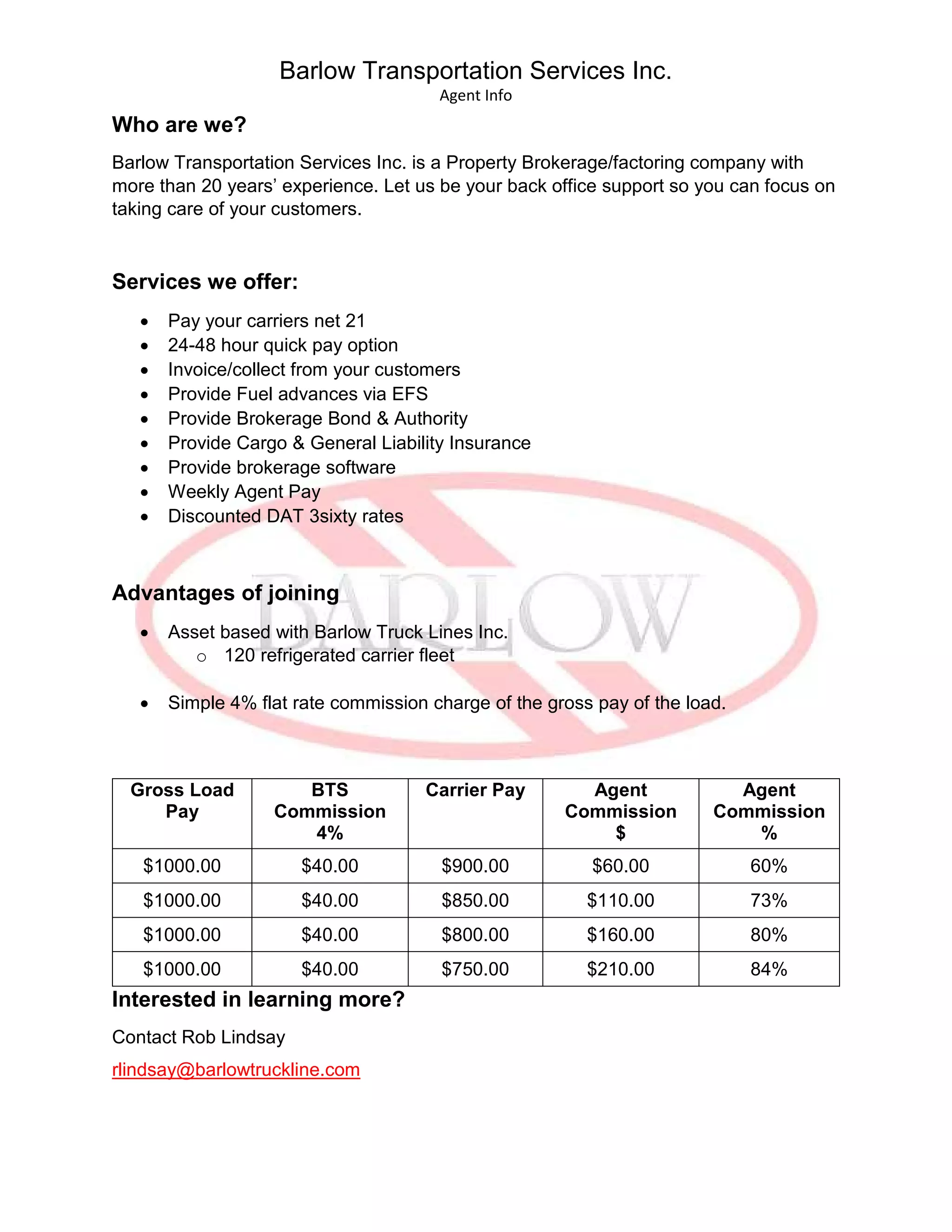 BTS Agent Info Packet | PDF