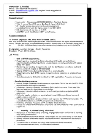 Resume -QMS -Pragnesh Tandel | DOC