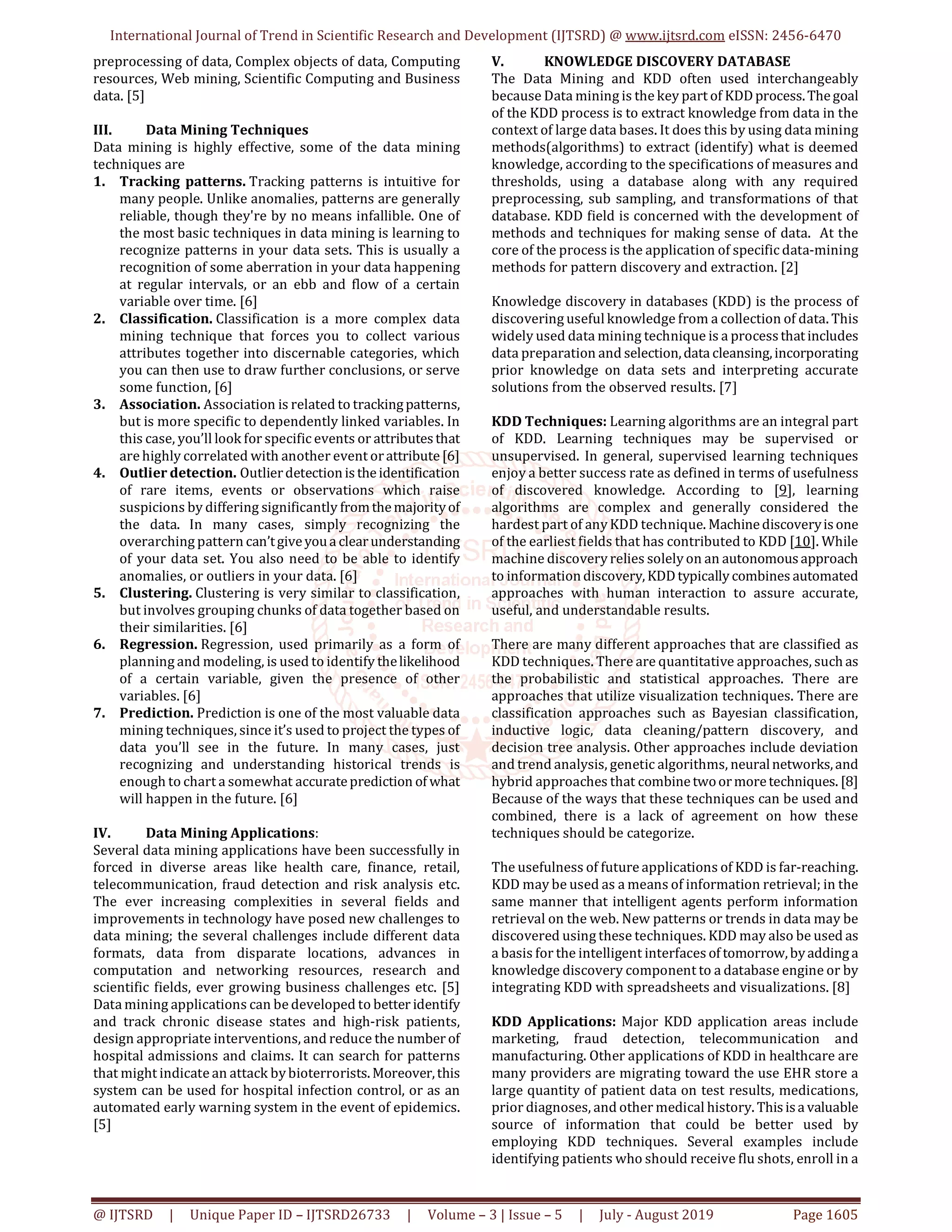 Applications, Techniques and Trends of Data Mining and Knowledge Discovery Database | PDF