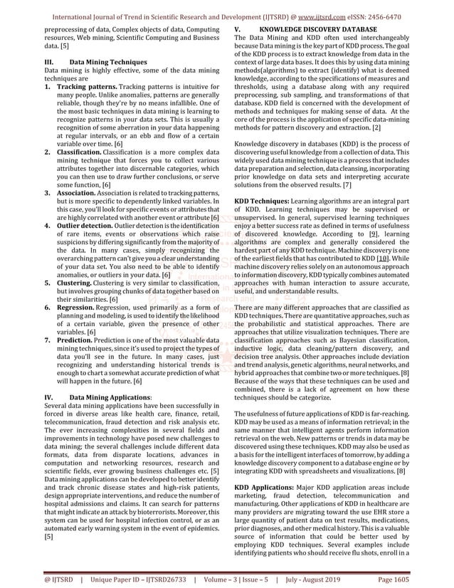 Applications, Techniques and Trends of Data Mining and Knowledge Discovery Database | PDF