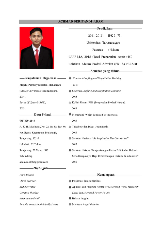 CV ACHMAD FERIYANDI ADAM | PDF