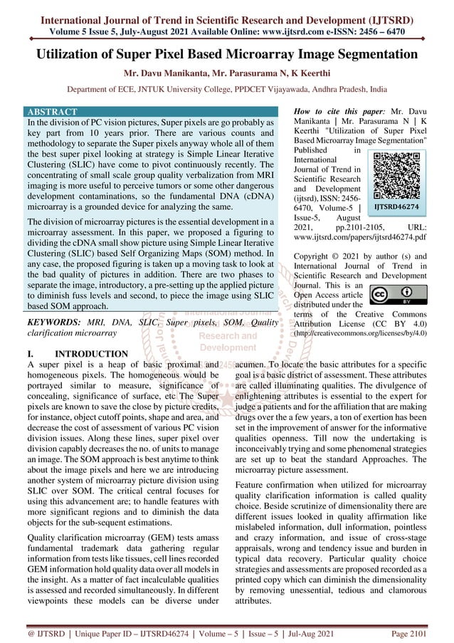 Utilization of Super Pixel Based Microarray Image Segmentation | PDF