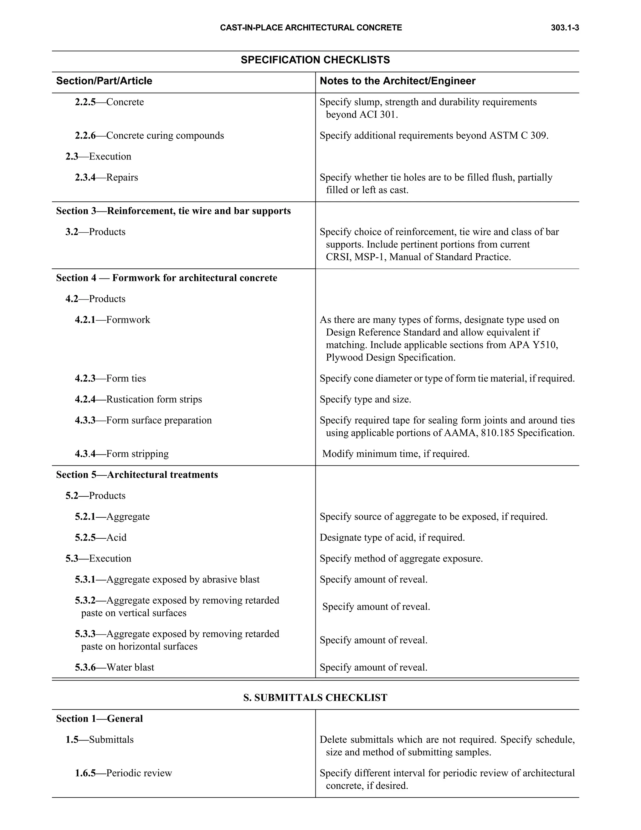 303.1 97 standard specification for-cast-in-place architec | PDF