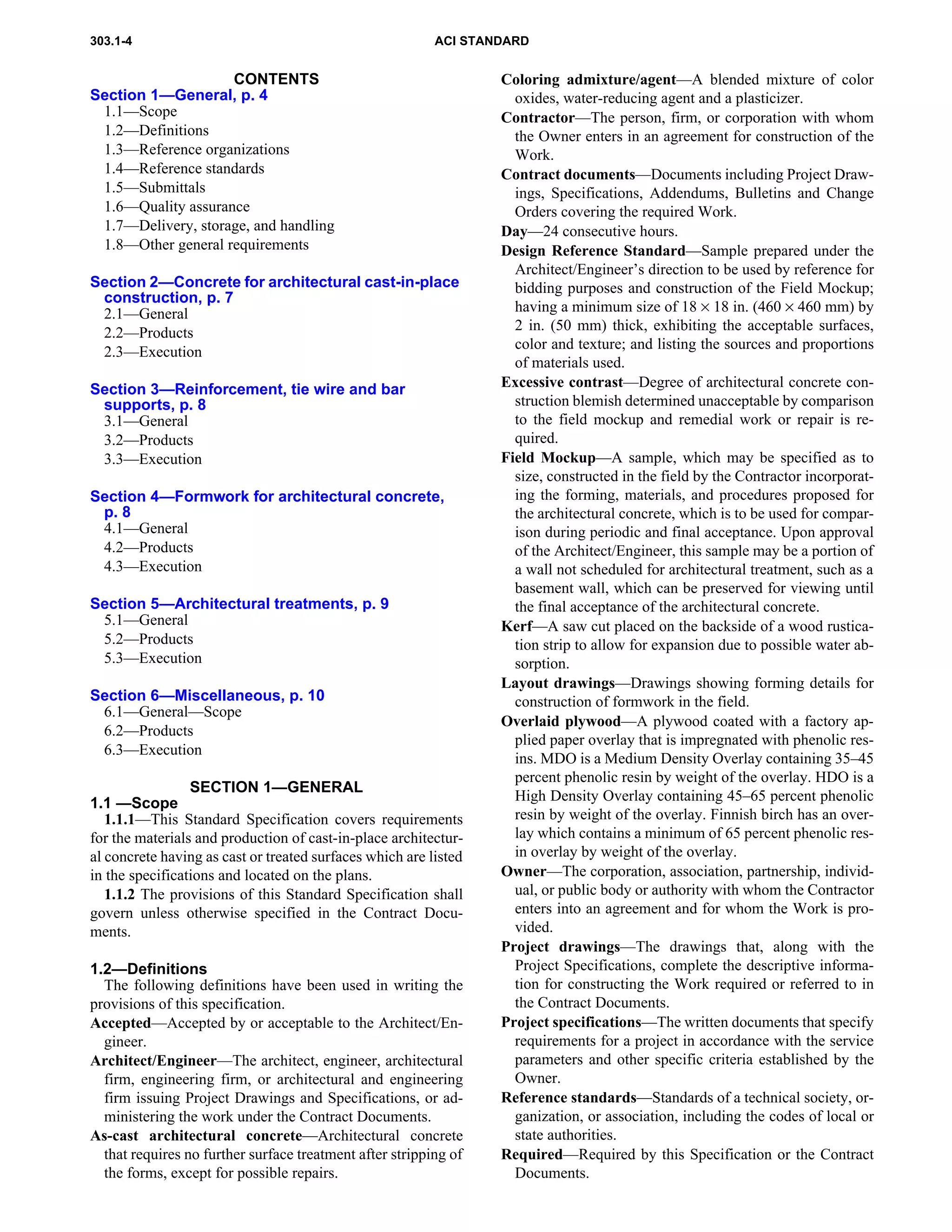 303.1 97 standard specification for-cast-in-place architec | PDF