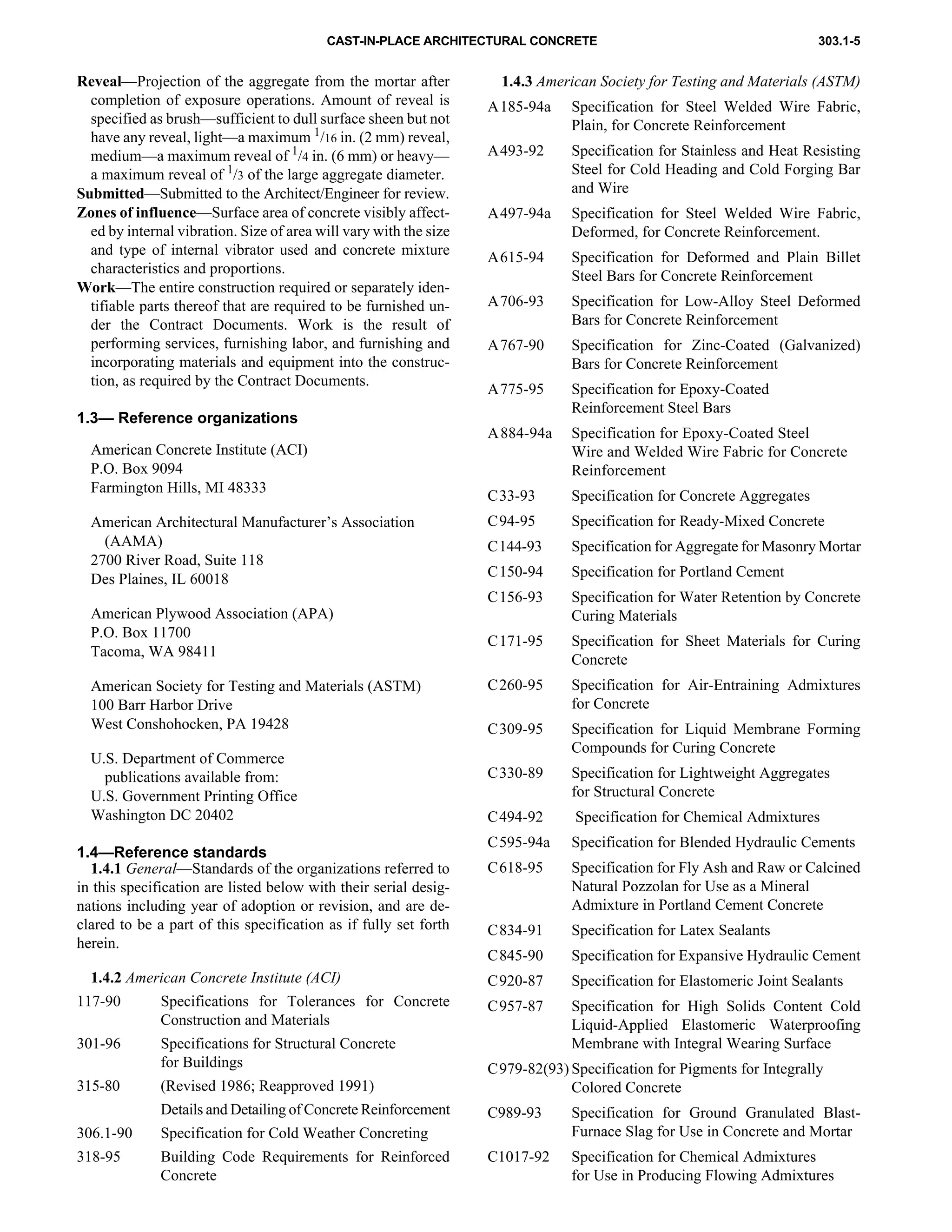 303.1 97 standard specification for-cast-in-place architec | PDF