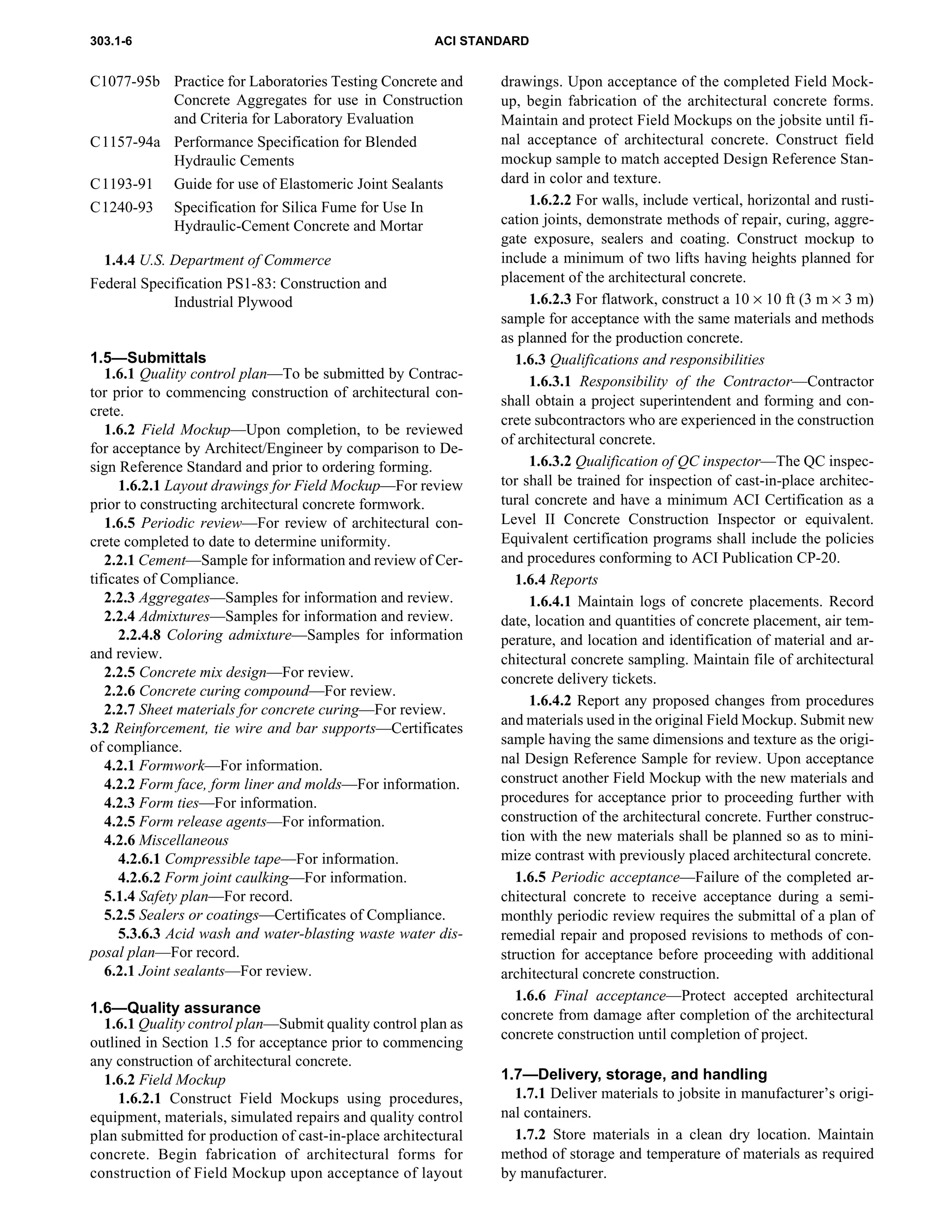 303.1 97 standard specification for-cast-in-place architec | PDF