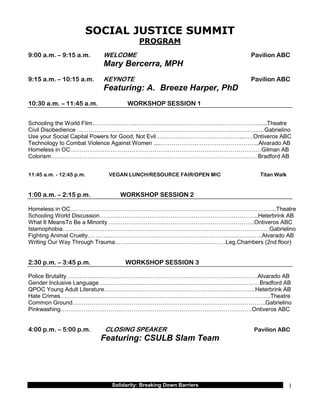 Social Justice Summit Program 2015 (2) | PDF