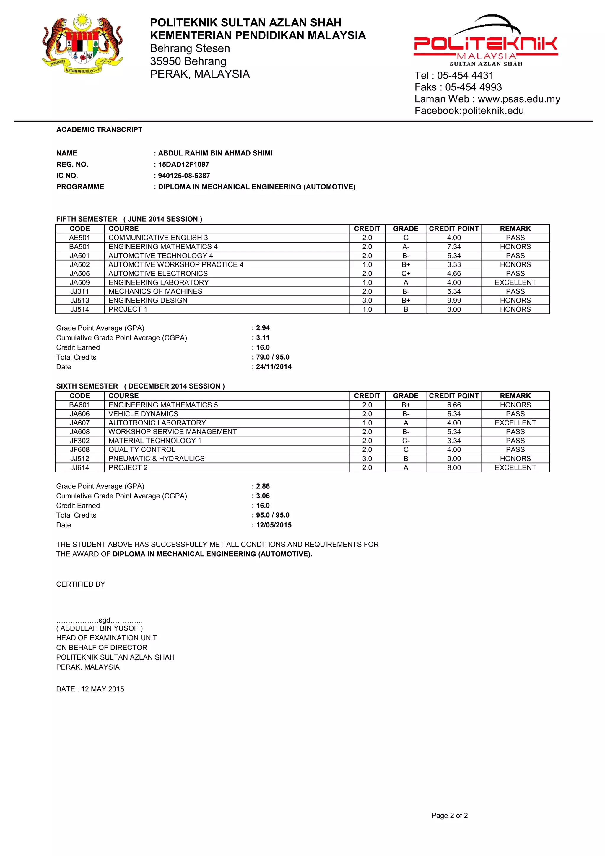 Transkrip Abdul Rahim | PDF